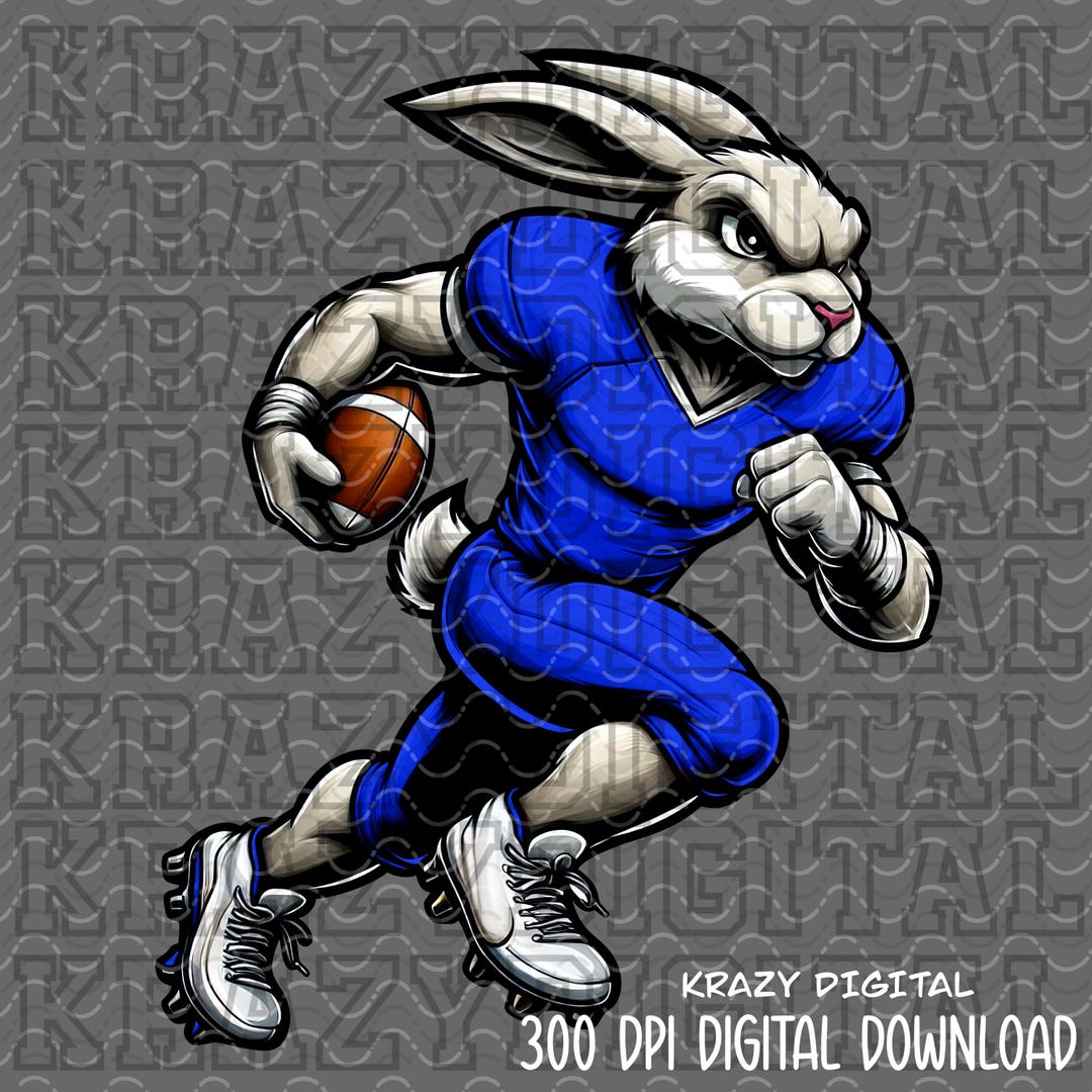 Jackrabbit Football PNG, Blue Rabbit Sport File, Easter Boy Digital Art ...