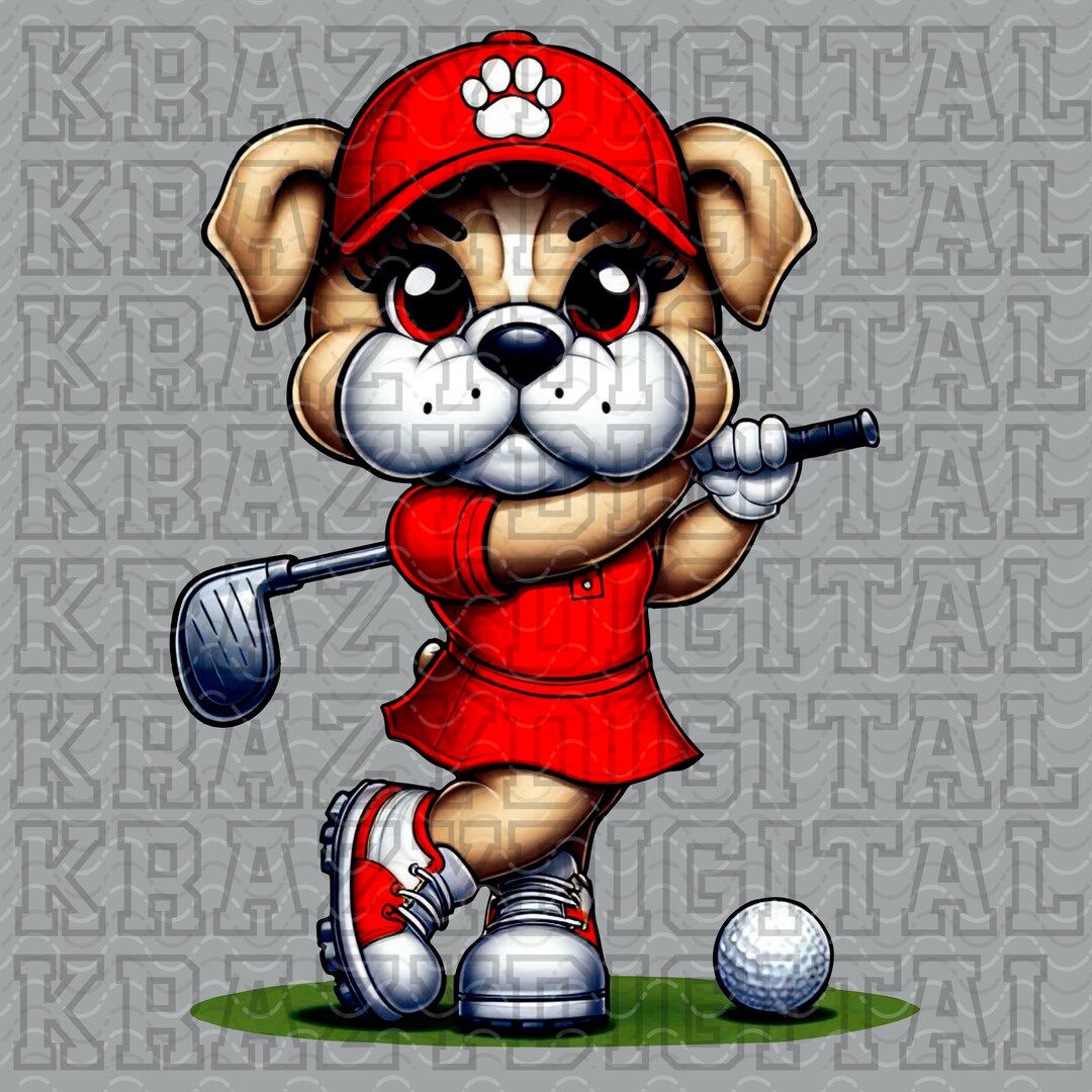 Lady Bulldog Red Mascot Golf PNG, Red Bulldog Golf Mascot, Bulldog ...