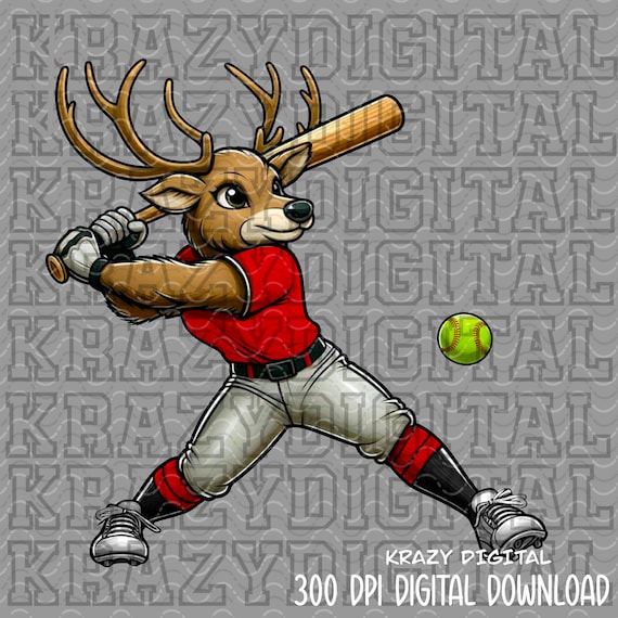Clipart A Deer Playing Baseball