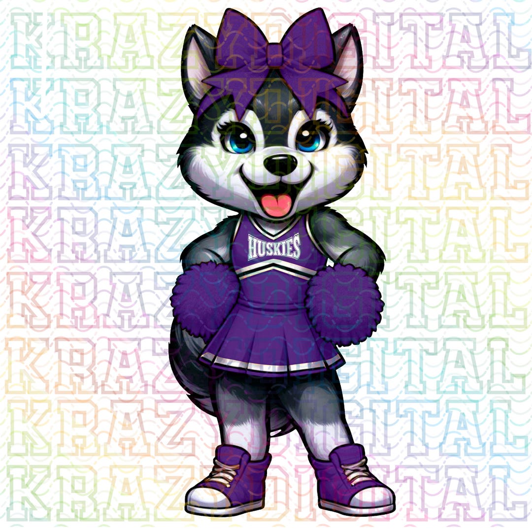 Husky Purple Cheerleader Mascot PNG, Husky Purple Mascot Girl Design ...