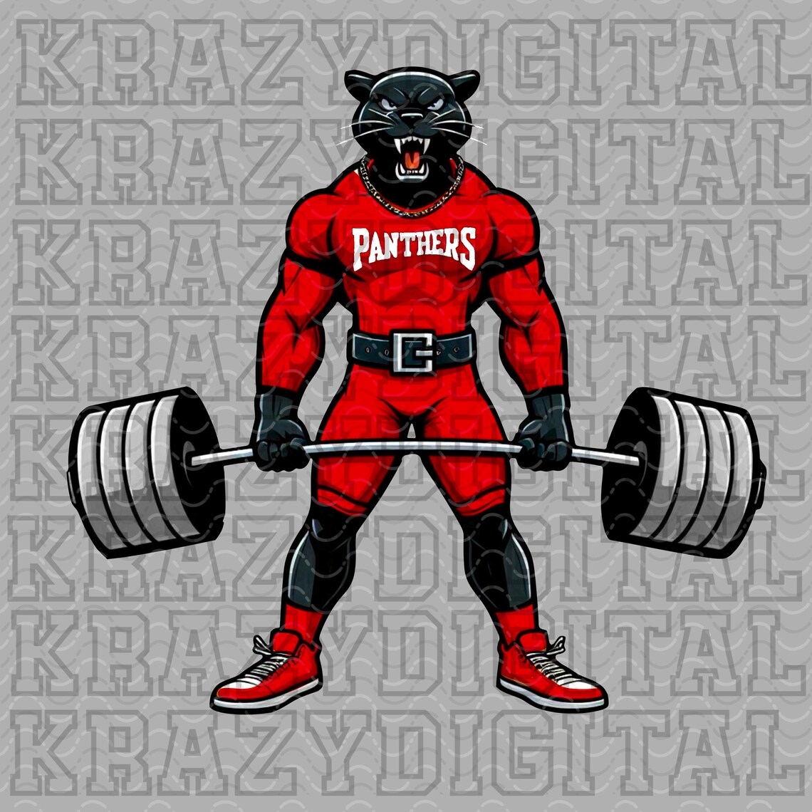 Panther Red Powerlifting PNG, Red Panther Weight Trainging Digital File ...