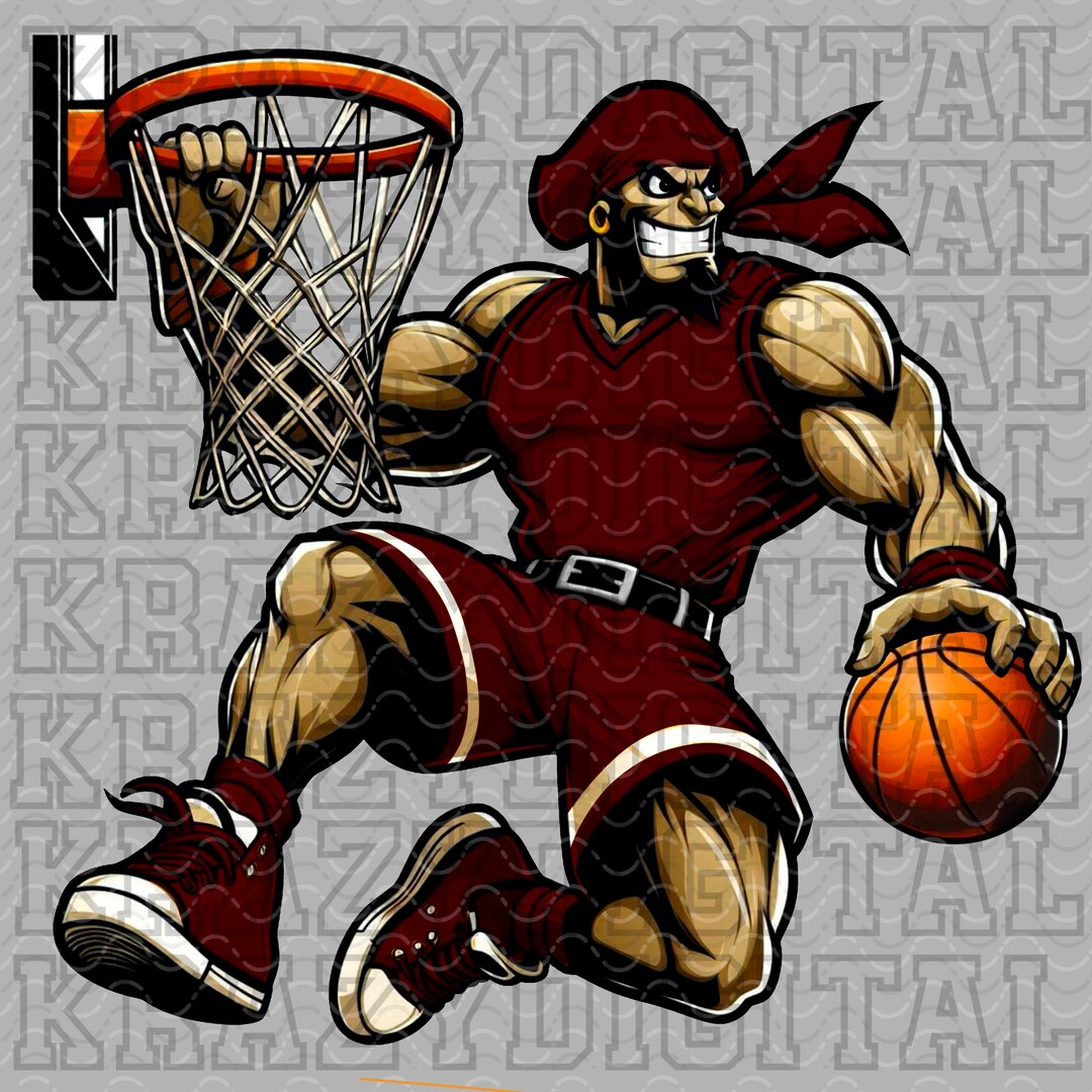 Buccaneers Mascot Maroon Basketball PNG, Mascot Maroon Digital File ...