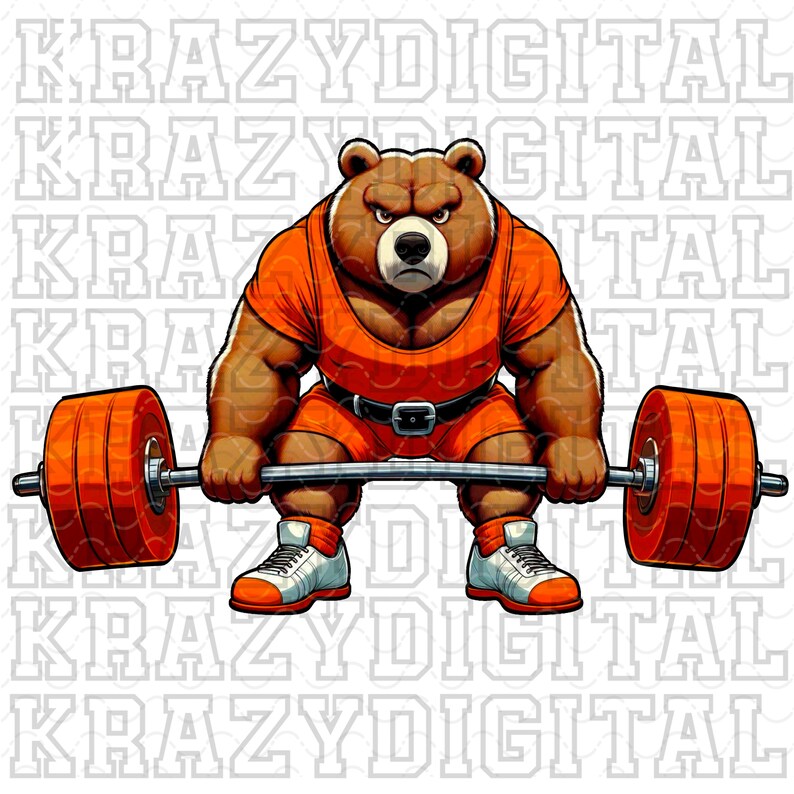 Orange Bears Powerlifting PNG, Bears Mascot Digital Design, Orange Boy ...