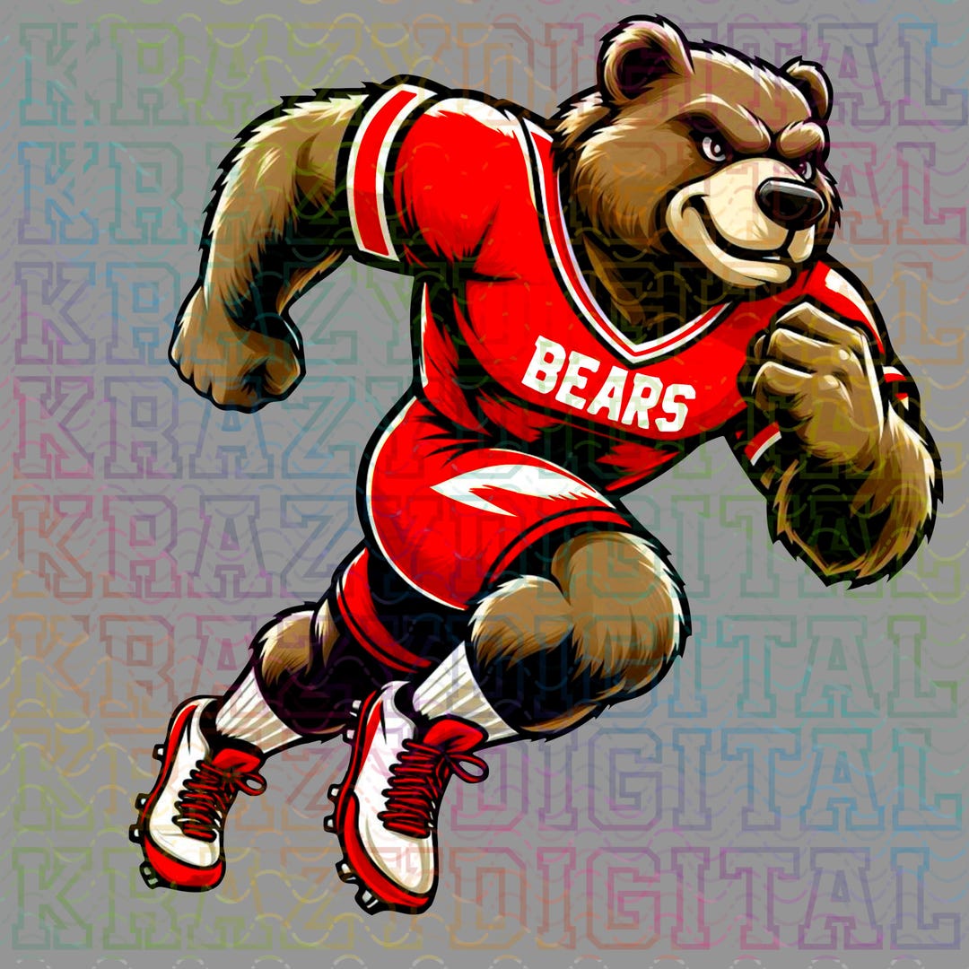 Bears Track PNG, Red Bears Mascot Digital Design, Bears Cross Country ...
