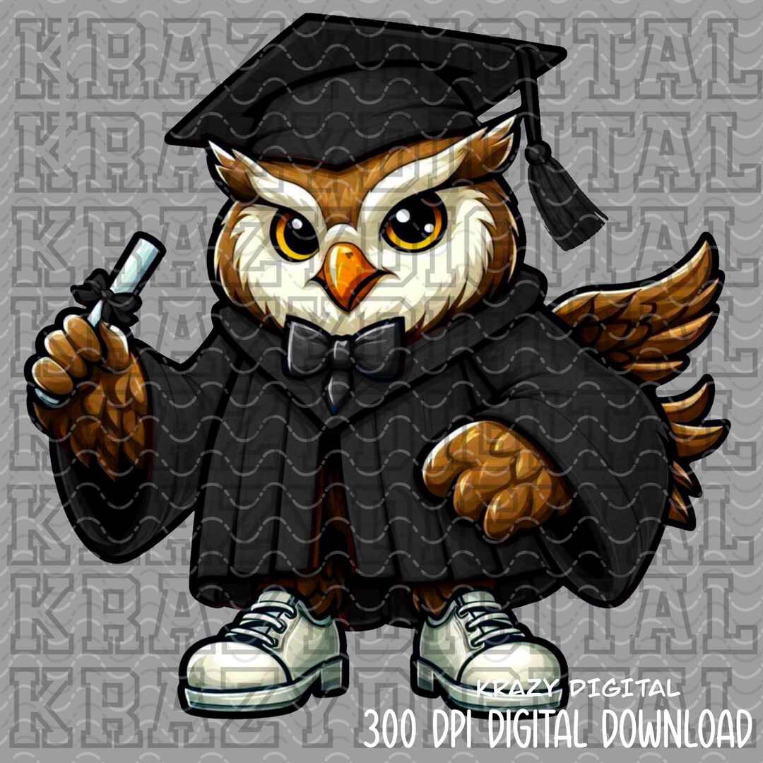 Black Owl Graduation PNG, Owl Senior Mascot, Owl Graduation PNG, Owl ...