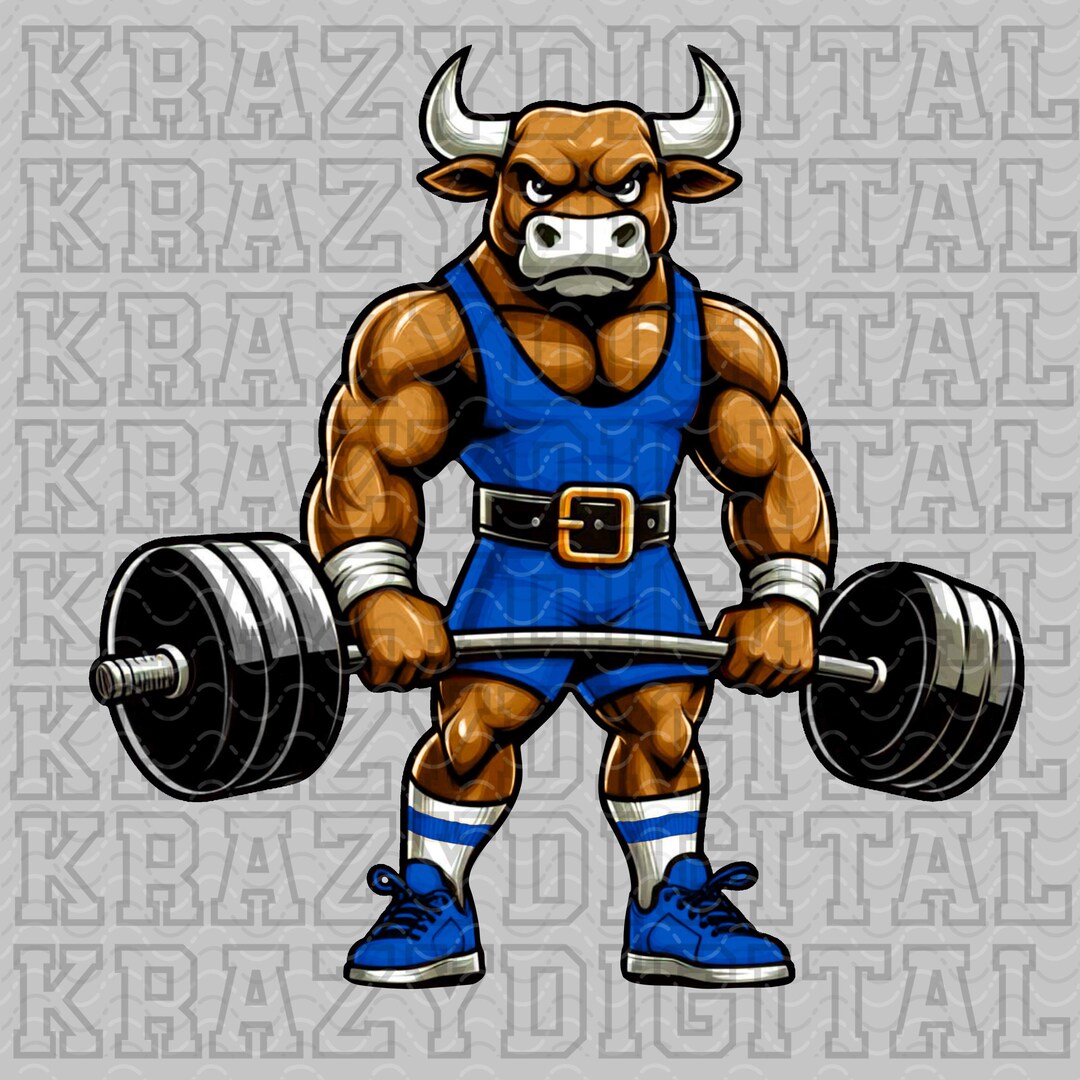 Blue Brahma Powerlifting PNG, Bulls Weight Lifting Mascot, Brahma ...
