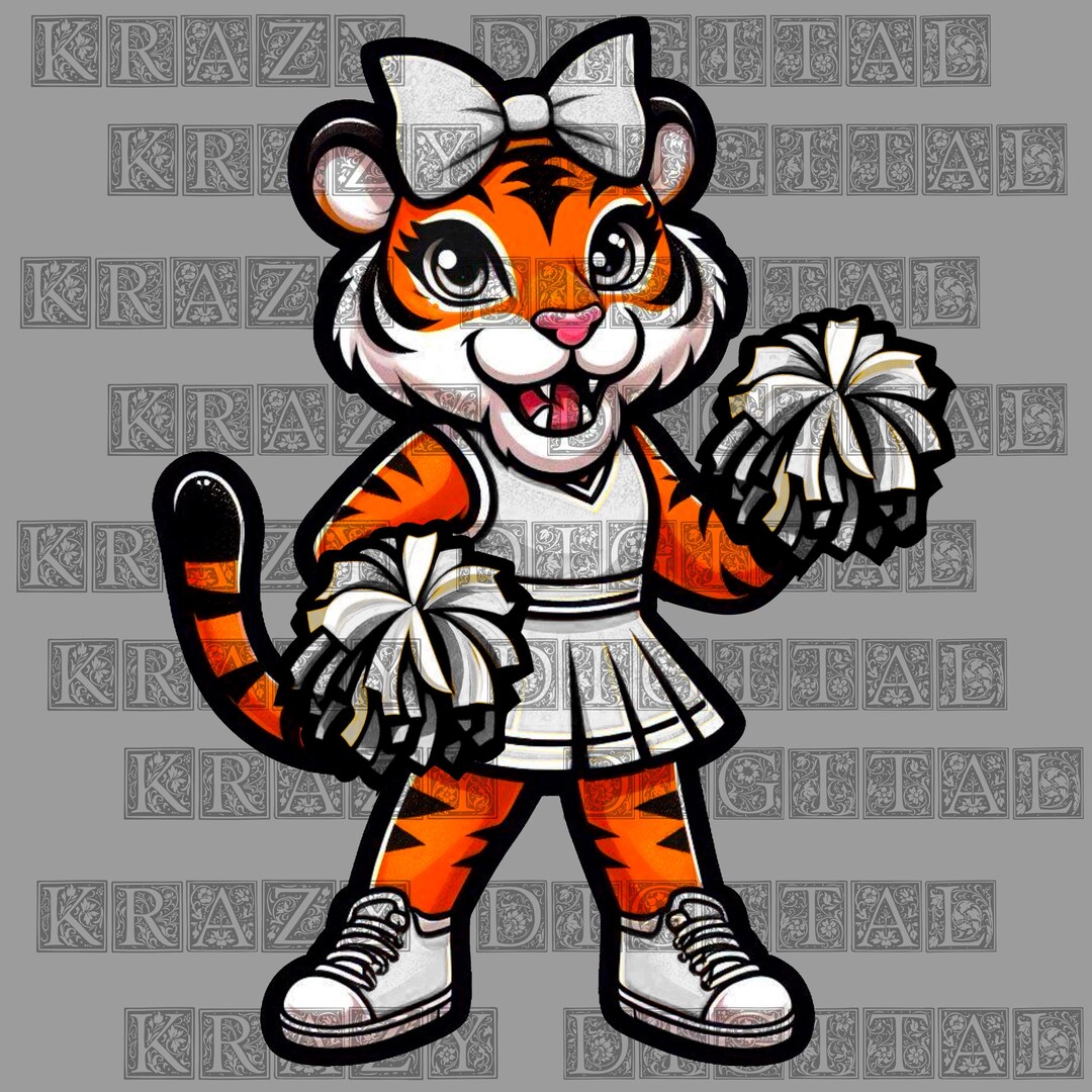 Lady Tiger White Cheer Mascot PNG, Tigers Silver Mascot, Tiger White ...