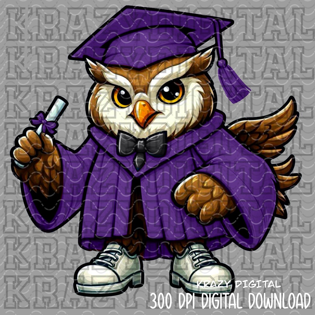 Owl Purple Graduation PNG, Boy Owl Senior Mascot, Owl Graduation PNG ...