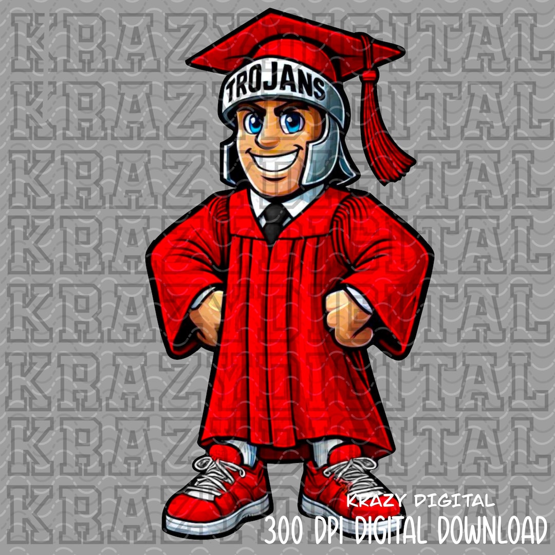 Trojan Red Graduation PNG, Trojan Senior PNG, Red Graduation Gown ...