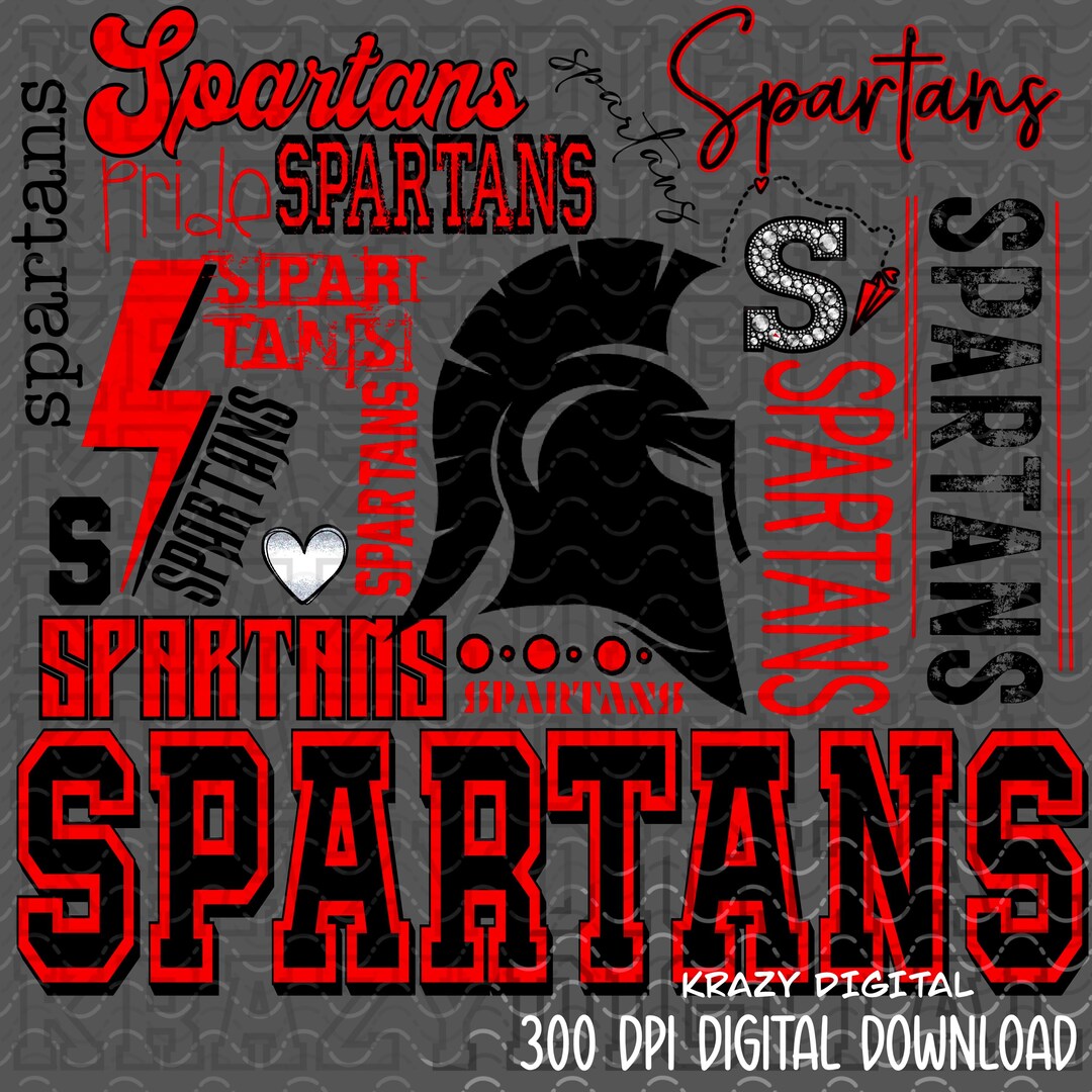Spartan Mascot Typography PNG, Red Typography Cluster PNG, Spartan ...