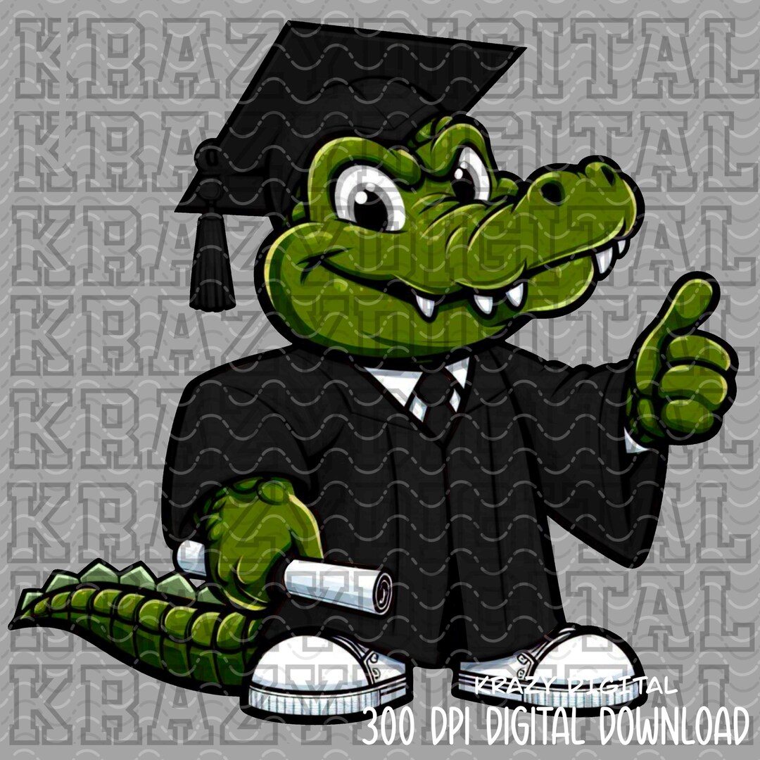 Gator Mascot Graduation PNG, Black Gown Gator Mascot Graduation Digital ...
