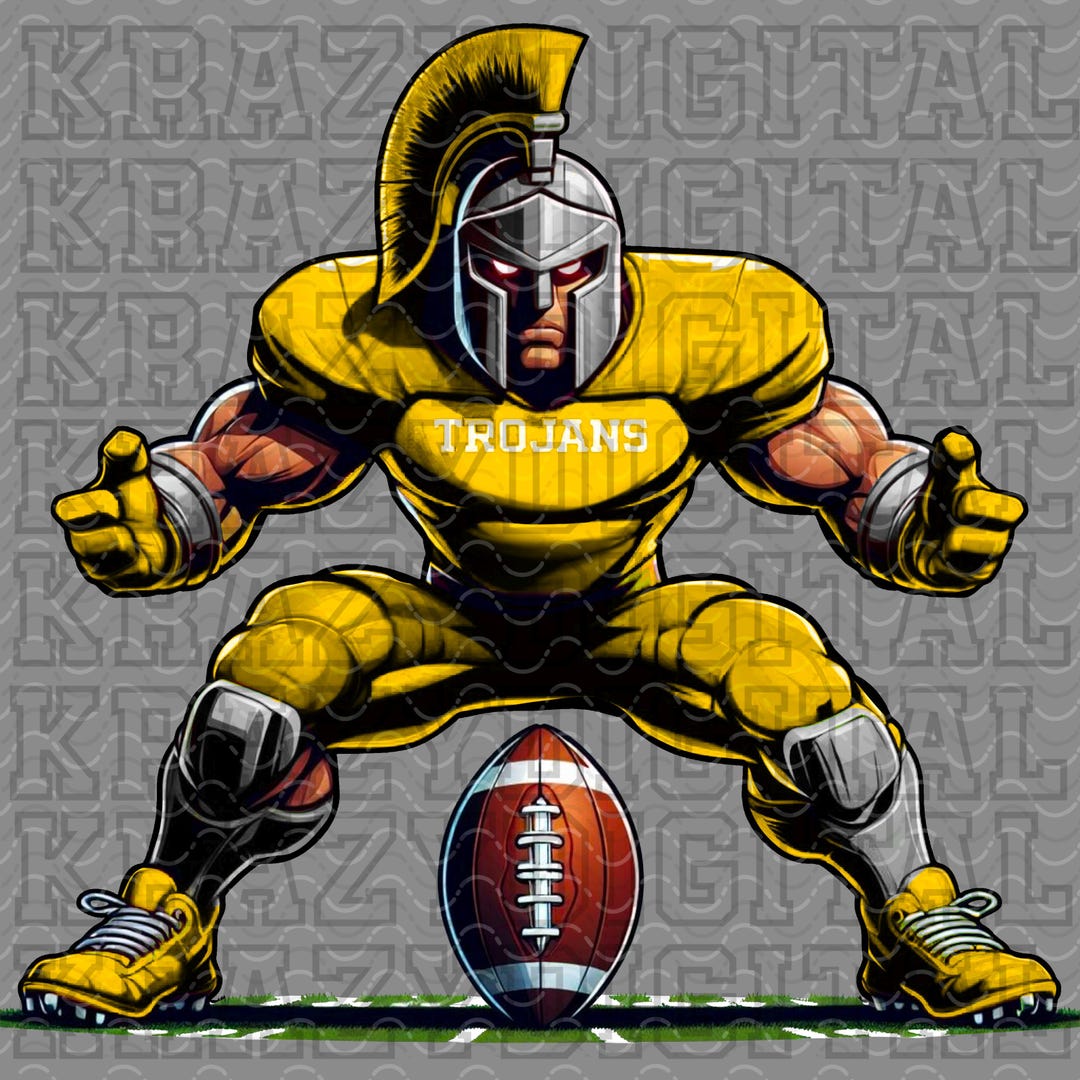 Trojan Yellow Football Mascot PNG, Trojan Mascot PNG, Trojan Football ...