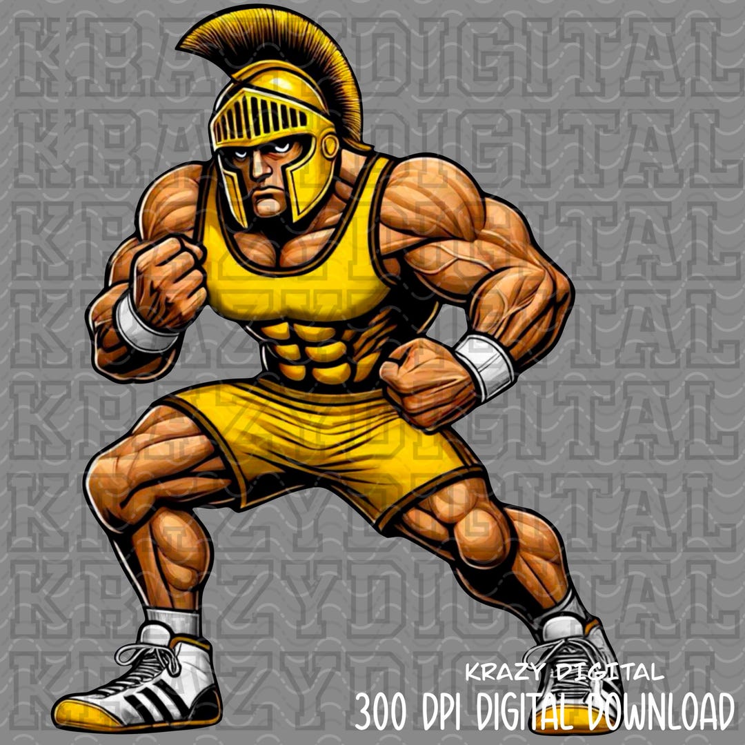 Yellow Trojan Wrestling PNG, Gladiator Yellow Sports Design, Boy ...