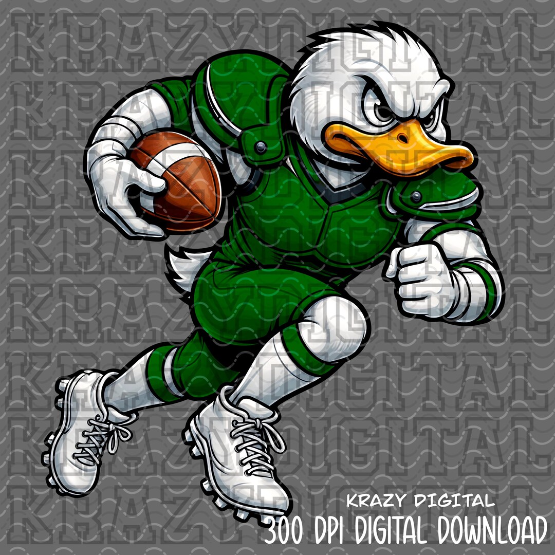 Green Duck Football Mascot PNG, Mallard Sport Mascot PNG, Boy Athletic ...