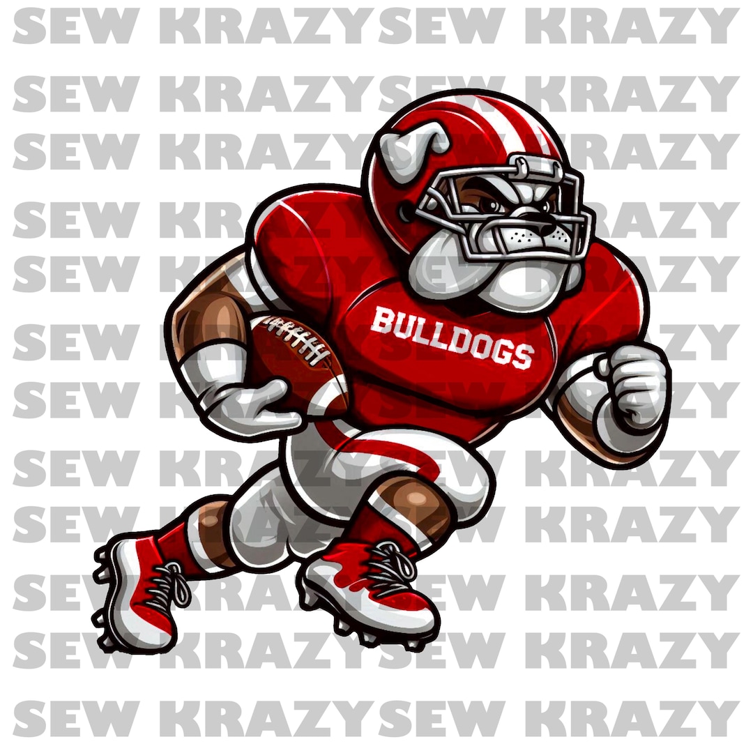Red Bulldog Football Mascot PNG, Cartoon Red Football Bulldog, Bulldog School Mascot, Red ...