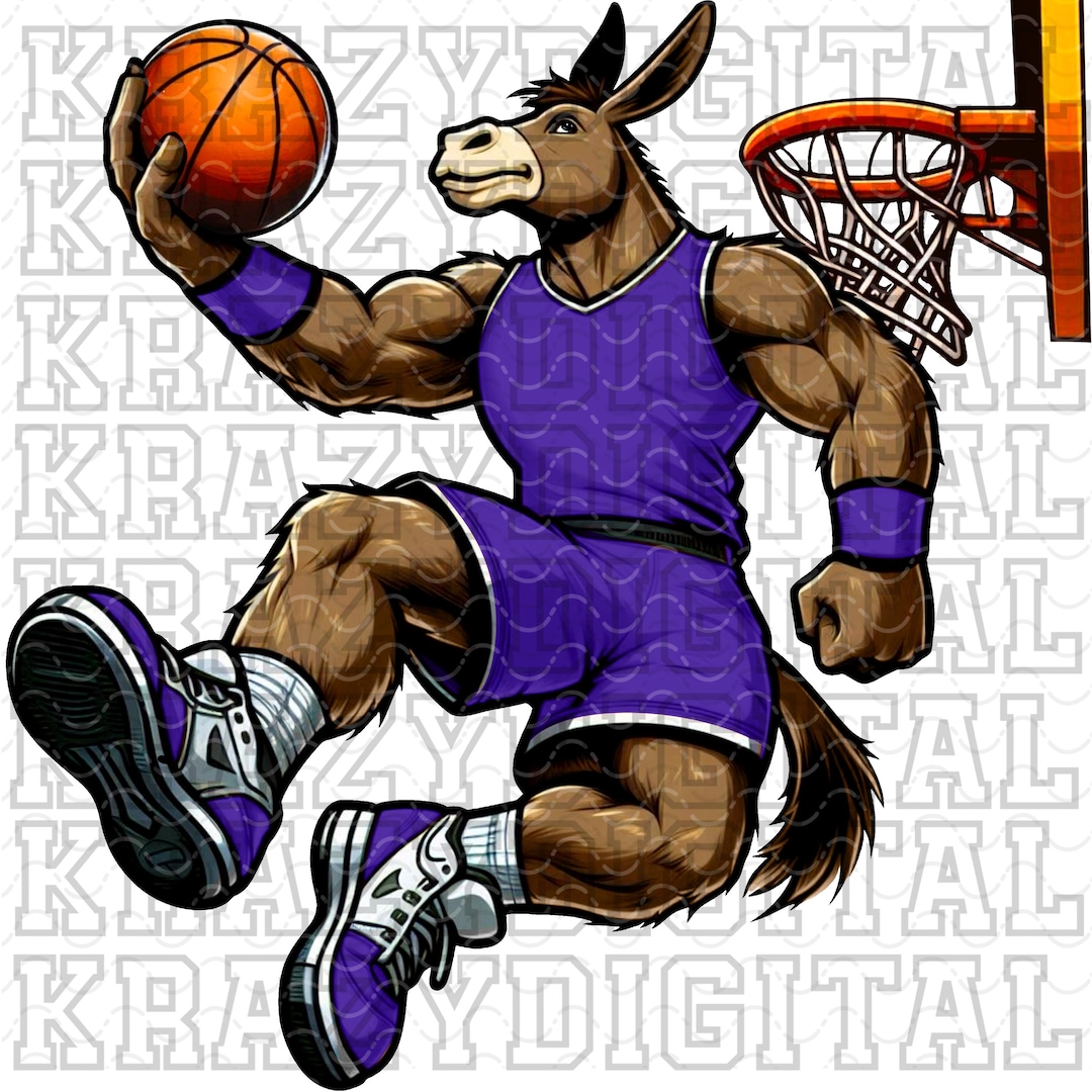 Purple Donkey Basketball PNG, Zoo Animal Basketball Design, Burro ...