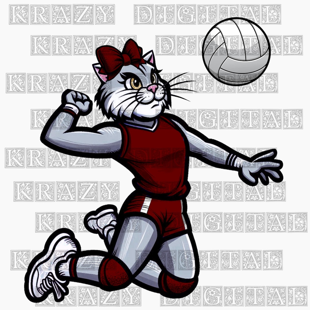 Wildcat Volleyball Mascot PNG, Maroon Wildcat Girl PNG, Little Sister ...