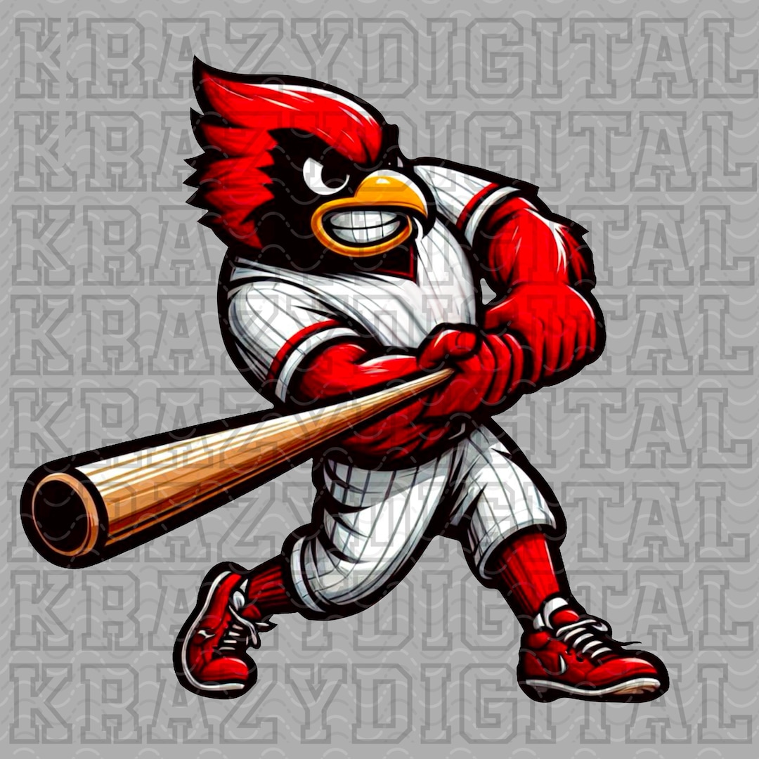 Red Cardinal Baseball Mascot PNG, Red Bird School Mascot, Cardinal ...