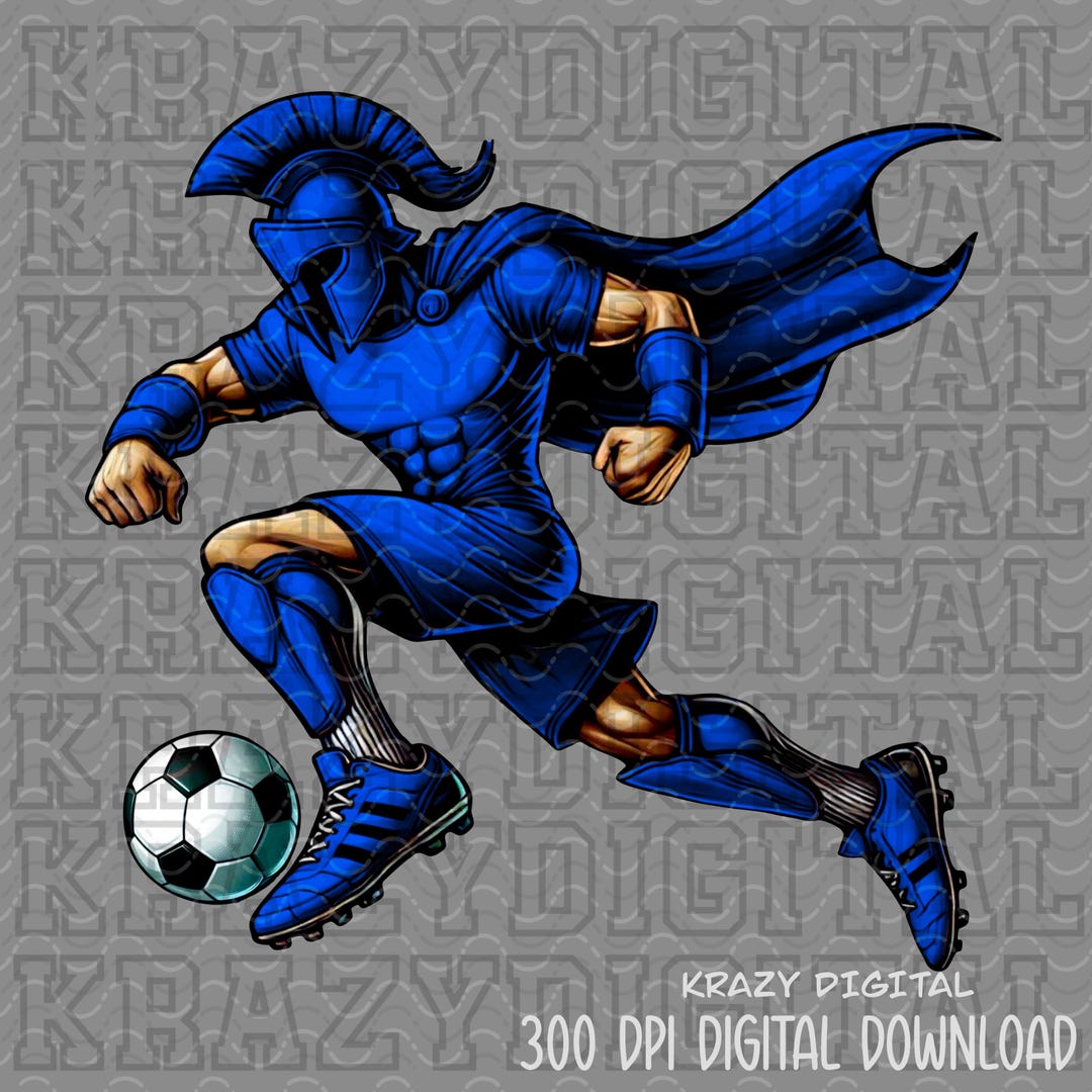 Trojan Blue Soccer Mascot PNG, Warrior Mascot PNG, Gladiator Blue ...