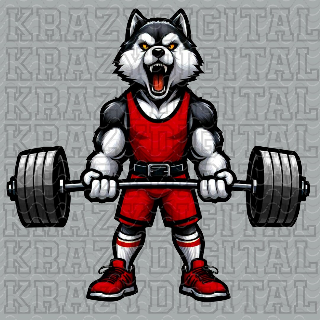 Husky Red Powerlifting Mascot PNG, Husky Mascot Boy Design, Lobos ...