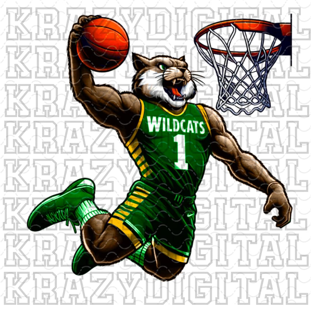 Wildcat Basketball Green PNG, Yellow Basketball Cheetah Wildcat PNG ...