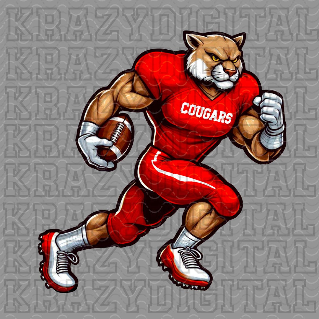 Cougar Football Red PNG, Cougar Mascot PNG, Football Cougar Mascot, Boy ...