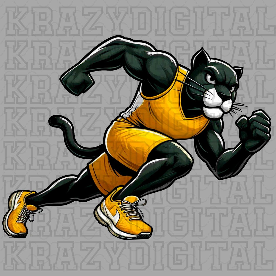 Panther Track PNG, Panther Running Mascot PNG, Red Panther School ...