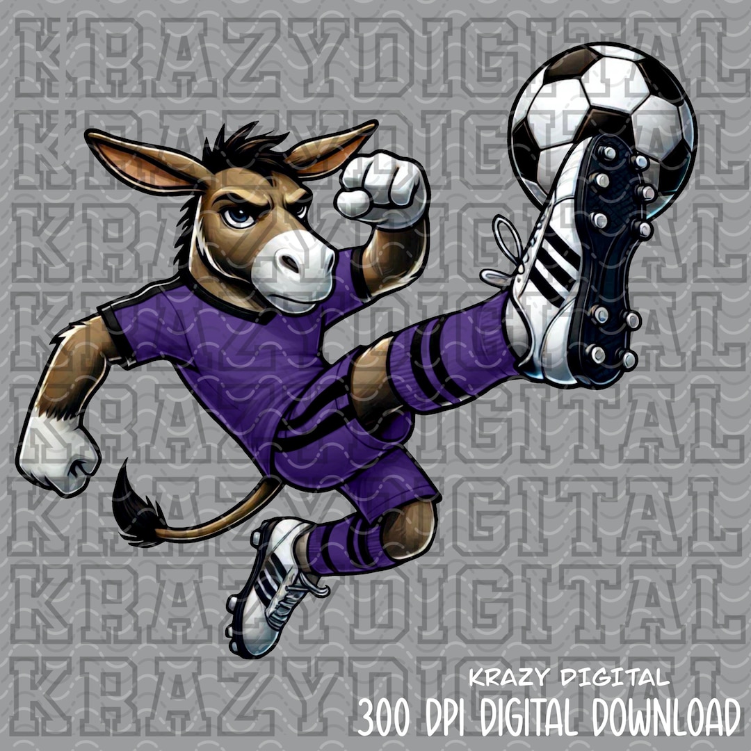 Purple Donkey Soccer PNG, Zoo Animal Basketball Design, Burro Soccer ...