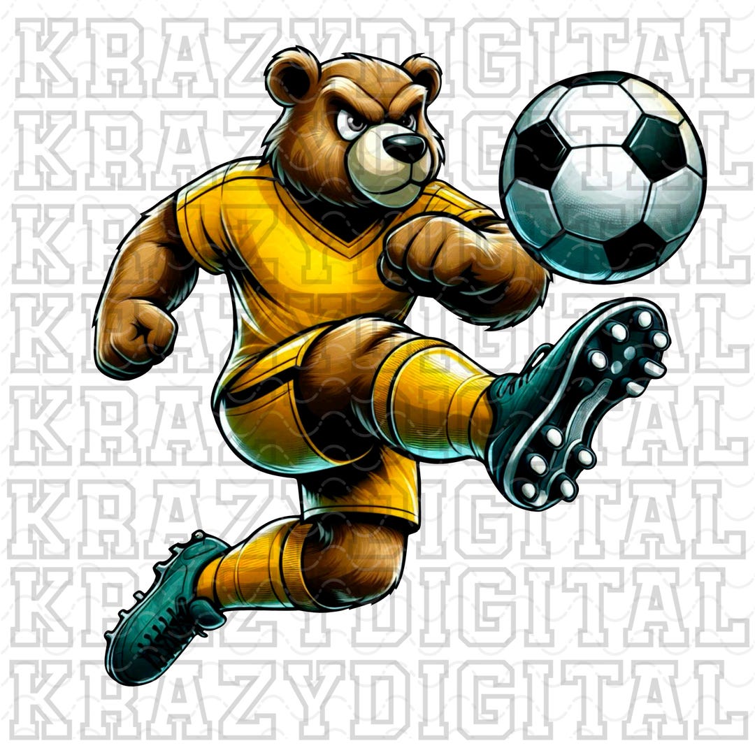 Yellow Bears Soccer PNG, Bears Mascot Digital Design, Yellow Boy ...