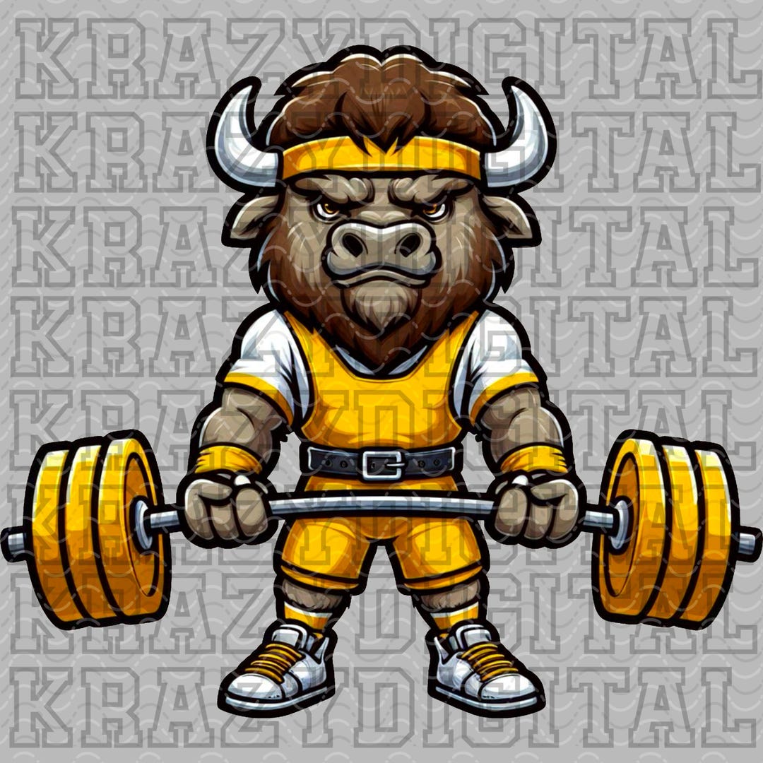 Yellow Buffalo Powerlifting PNG, Zoo Animal Strong Design, Bison Weight ...