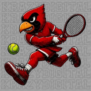 Red Cardinal Tennis Mascot PNG, Boy Red Bird School Mascot, Cardinal ...