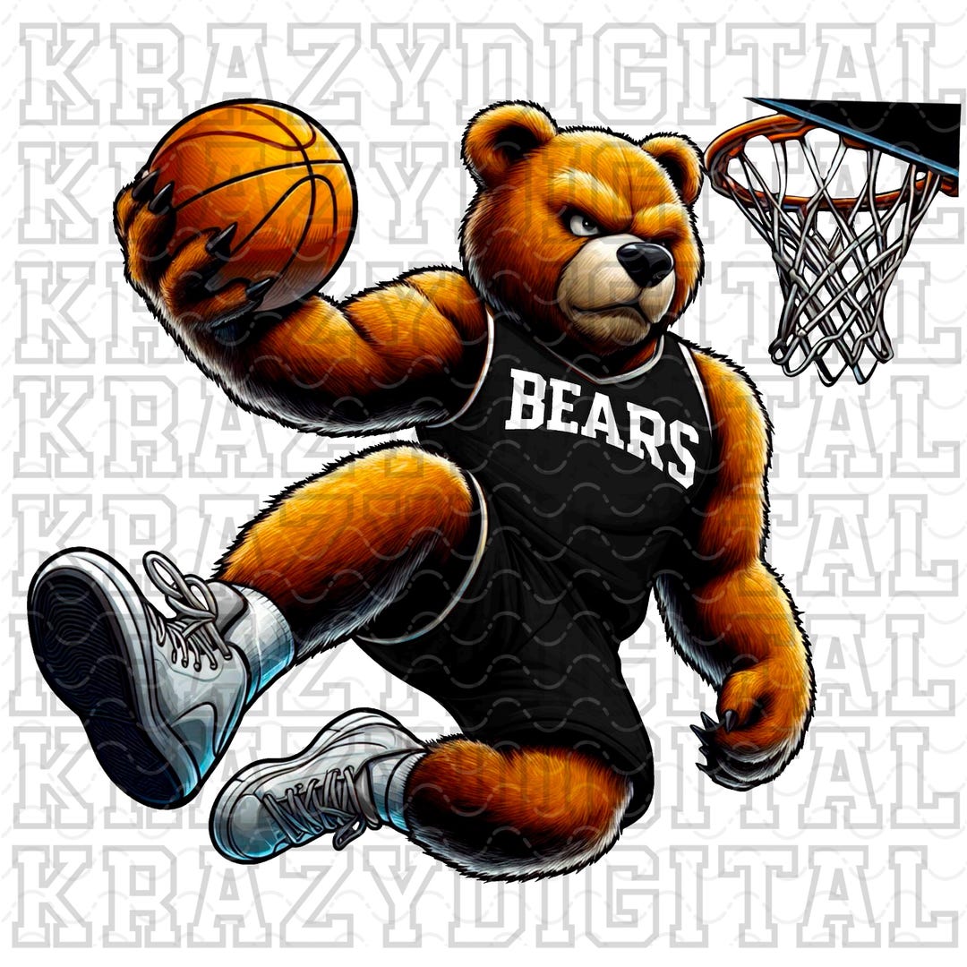 Bears Black Basketball Mascot PNG, Bears Mascot Artwork, Dunking ...