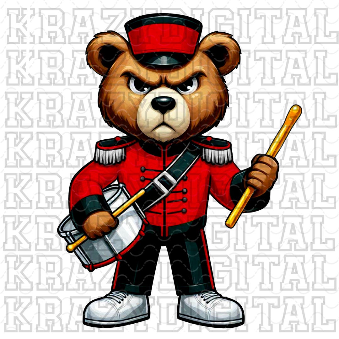 Red Bears Band PNG, Red Bears Mascot Digital Design, Bears Drummer ...