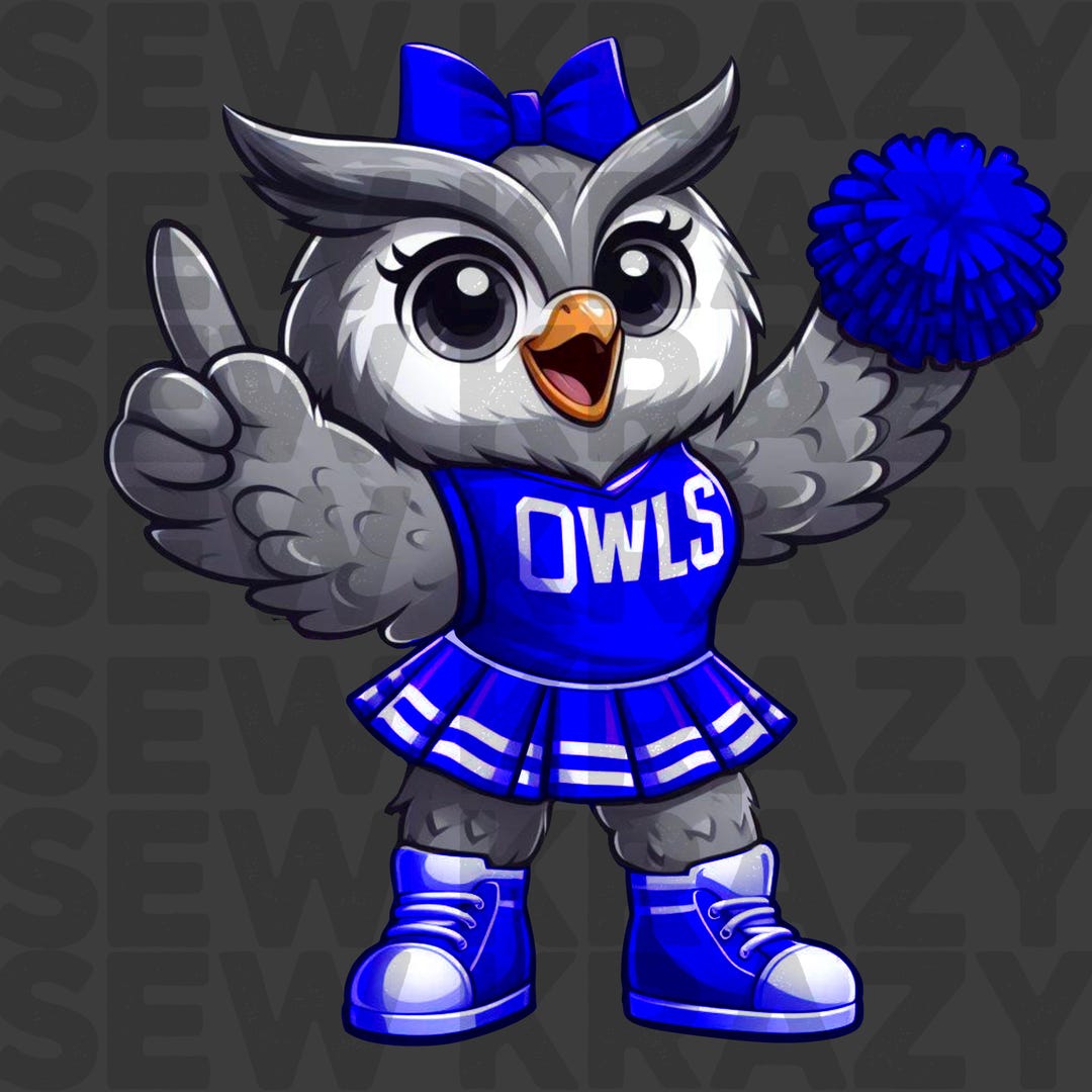 Blue Owls Cheer Mascot PNG, Blue Owl Cheer Digital File, Blue Owl Cheer ...
