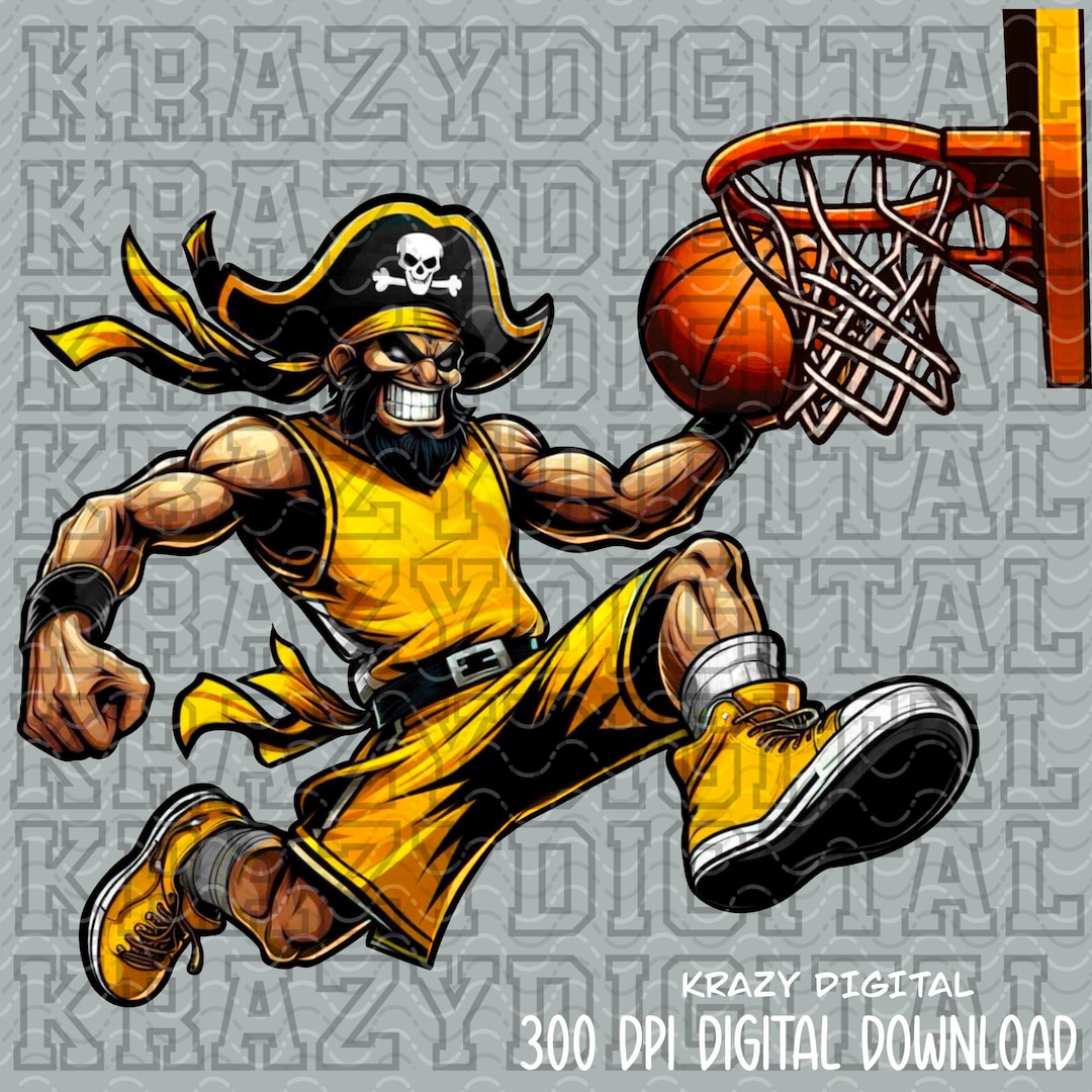 Pirate Basketball PNG, Buccaneer Yellow Fierce Basketball, Dunking ...