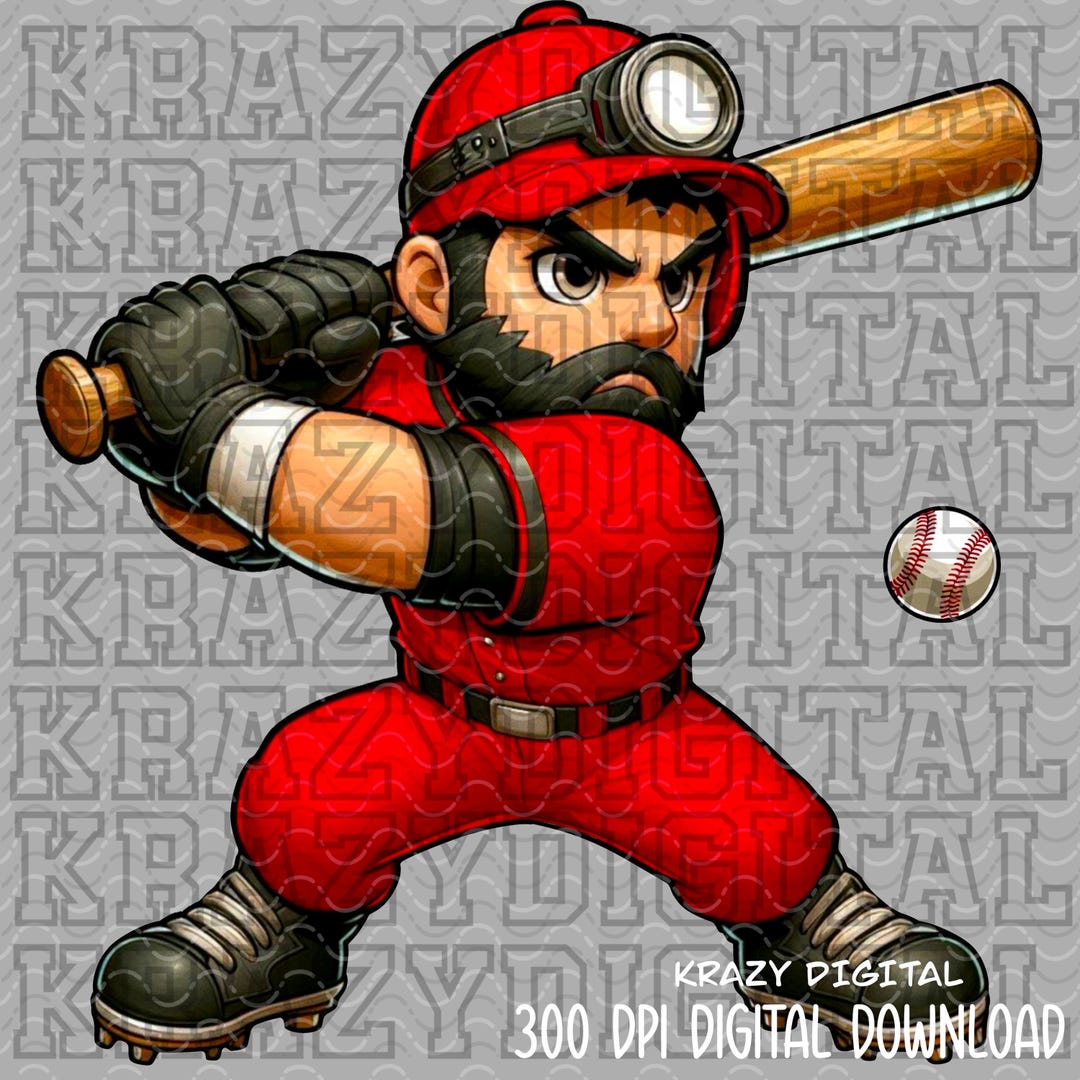 Red Miner Baseball PNG, Digger Baseball Design, Driller Batting Sports ...