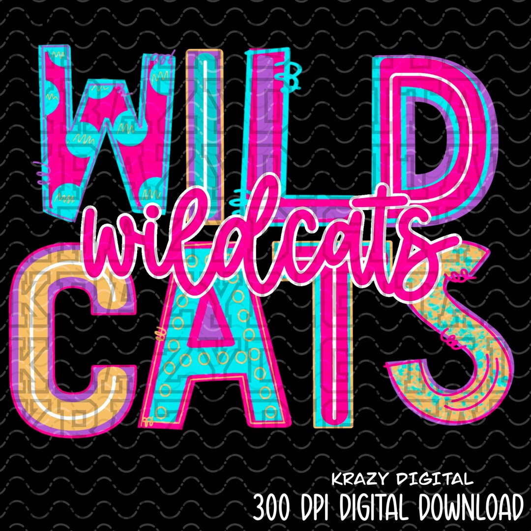 Neon Wildcat Sketch Font PNG, Girl Sister Spirit Digital File, Sports ...
