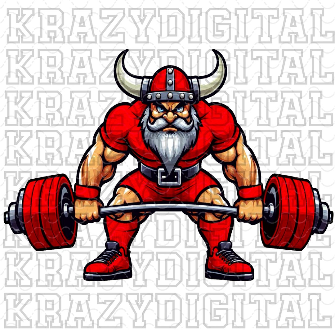 Viking Powerlifting PNG, Red School Mascot, Weight Lifting Mascot ...
