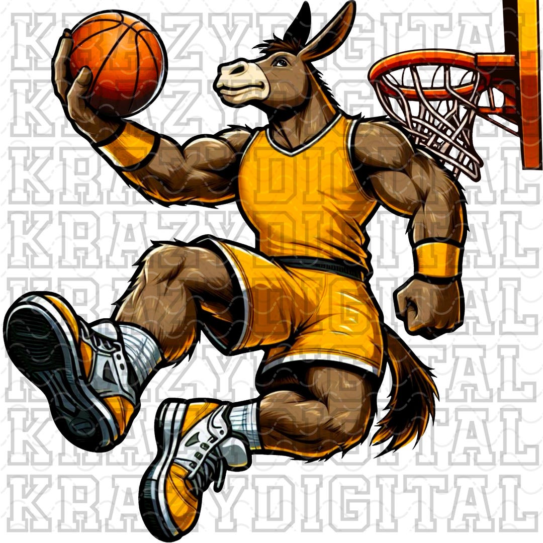 Yellow Donkey Basketball PNG, Zoo Animal Basketball Design, Burro ...