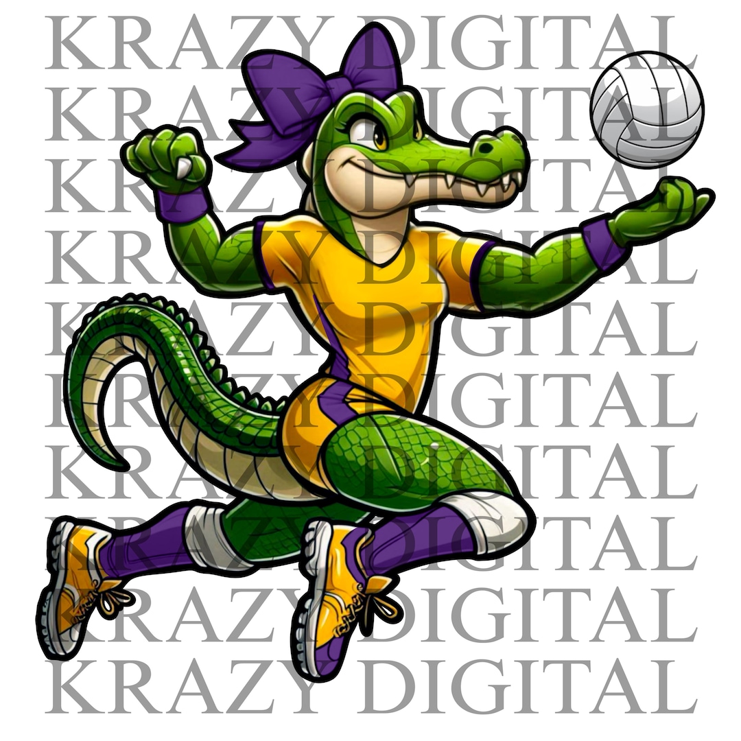 Lady Alligator Volleyball PNG, Purple Girl Design, Crocodile School ...