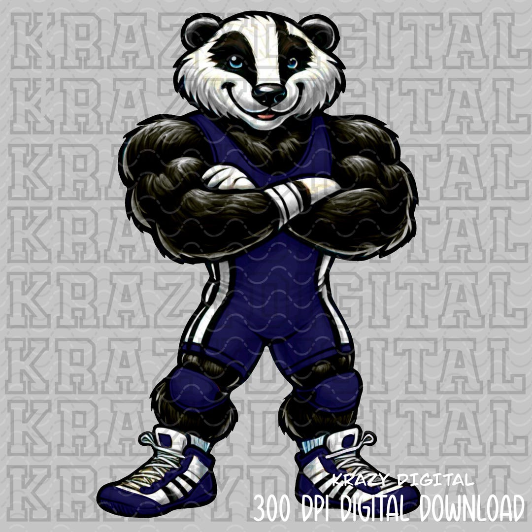 Badgers Navy Mascot Wrestler PNG, Badgers Navy Digital , Badgers ...
