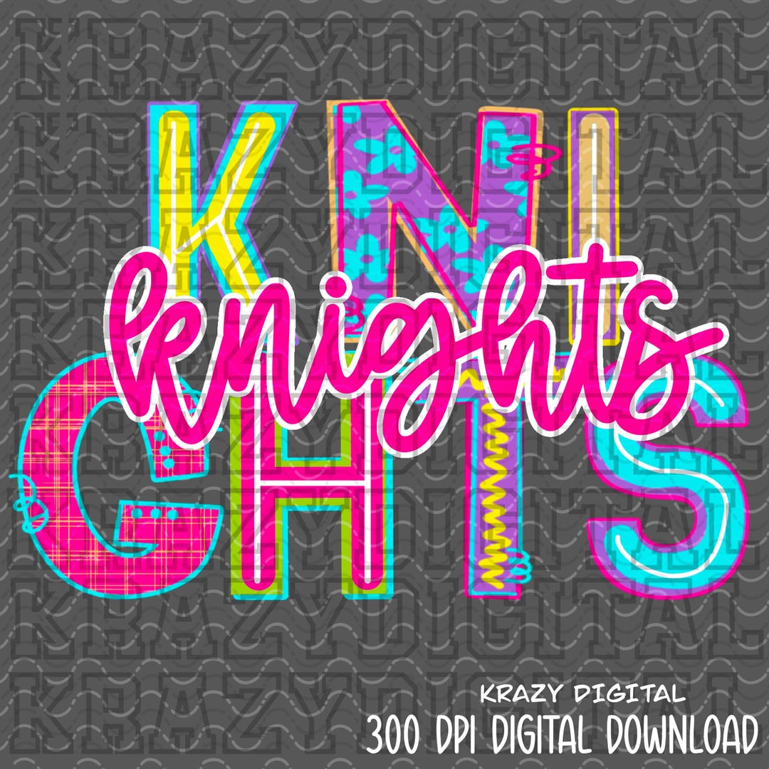 Neon Knight Sketch Font PNG, Knights Sister Spirit Digital File, Sports ...