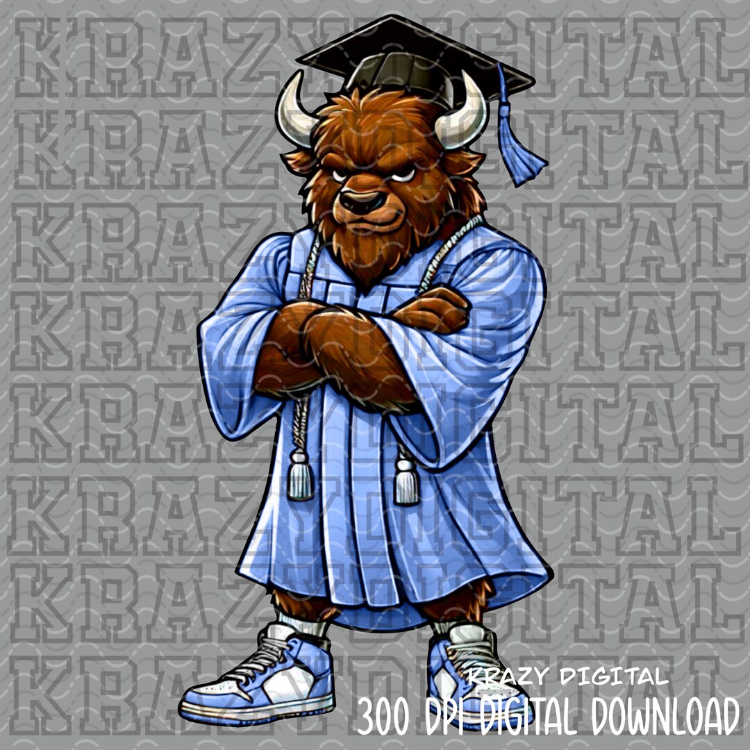 Light Blue Buffalo Graduation PNG, Blue Bison Senior 2025, Kindergarten ...