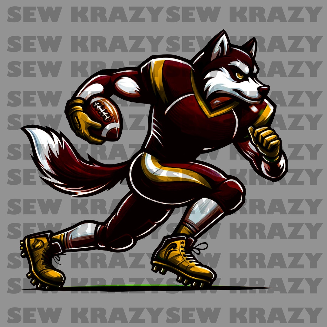 Wolf Maroon Football Mascot PNG, Maroon Wolf Digital File, School ...