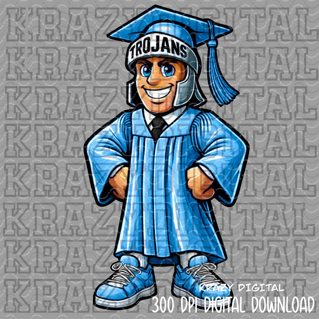 Trojan Light Blue Graduation PNG, Trojan Senior PNG, Columbia Blue ...