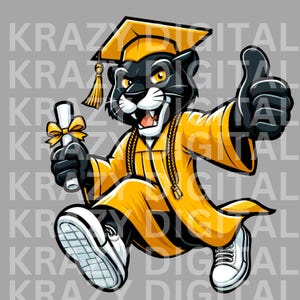 Panther Boy Yellow Mascot Graduation PNG, Panther Senior Mascot ...