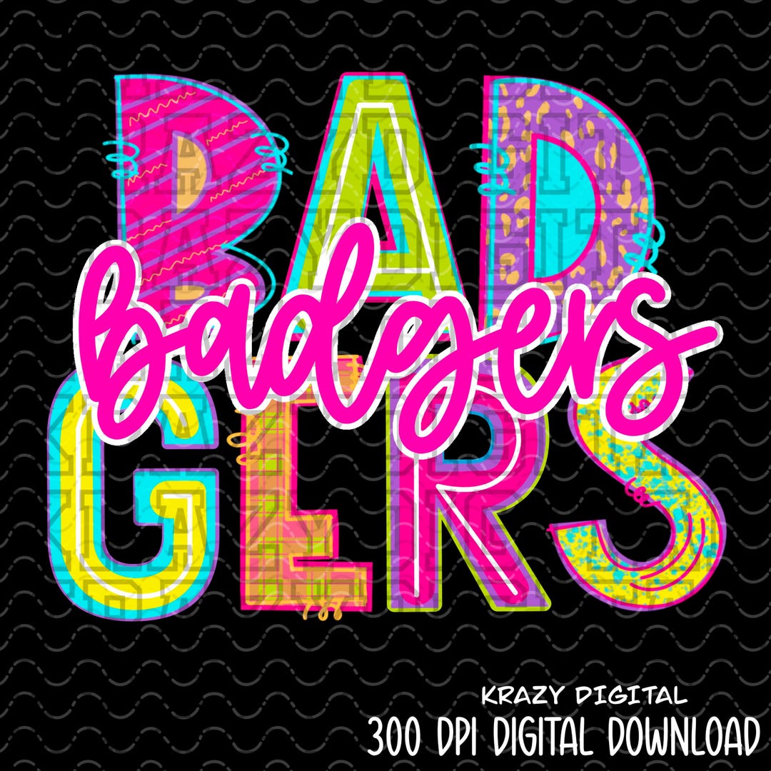 Neon Badger Sketch Font PNG, Badgers Sister Spirit Digital File, Sports ...