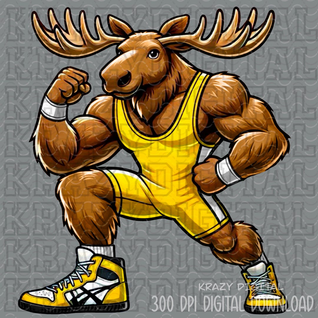 Elk Yellow Mascot Wrestling PNG, Elk Wrestler Mascot, Moose Yellow ...