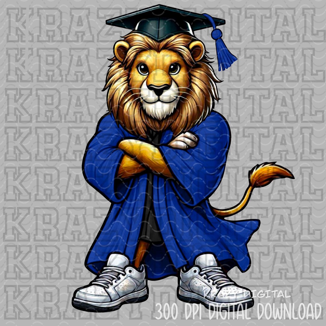 Lions Blue Gown Graduate PNG, Lions Senior Year, Lions Boy Graduation ...