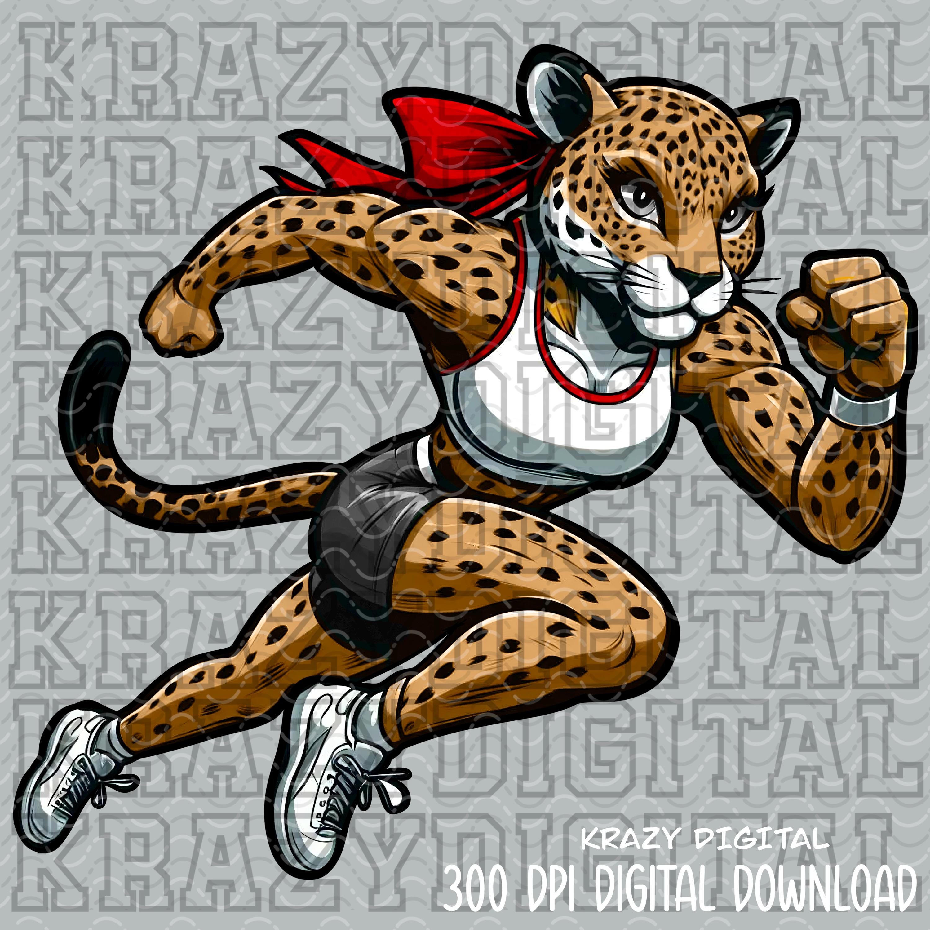 Lady Jaguar Track PNG, Red Jags Mascot, Running Sibling Design, White ...